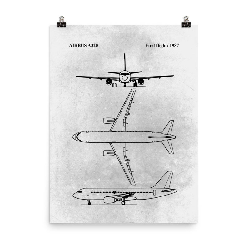 Airbus A320 / Airplane, Pilot, Aircraft Lovers Gift / Plane Blueprint ...