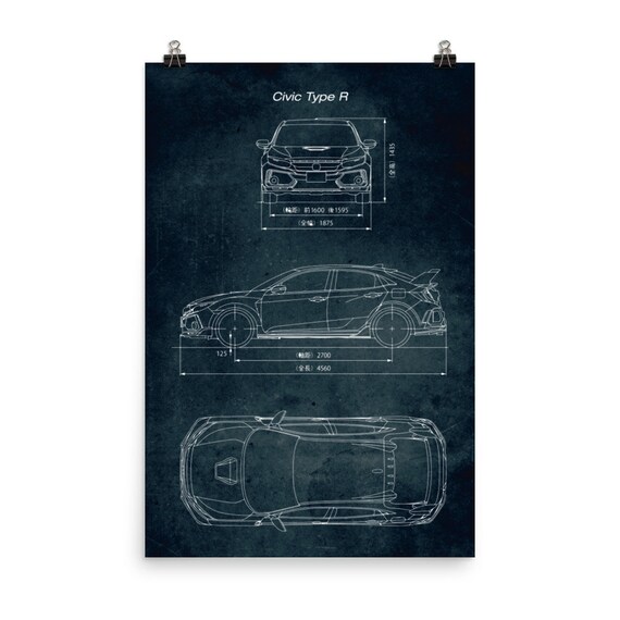 Civic Type R / Blueprint Poster / Vintage Style - Etsy
