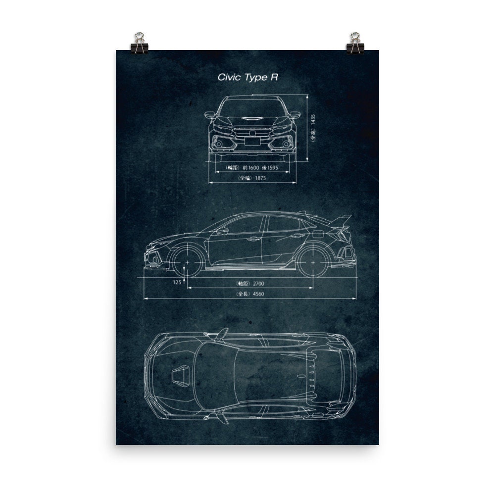 Civic Type R / Blueprint Poster / Vintage Style - Etsy UK