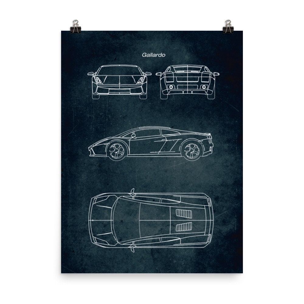 Gallardo / Car Blueprint Poster / Vintage Style Home Decor - Etsy