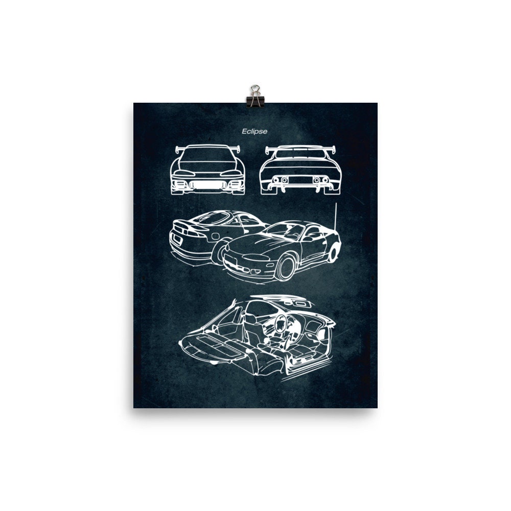 Eclipse / Car Blueprint Poster / Vintage Style Home Decor - Etsy