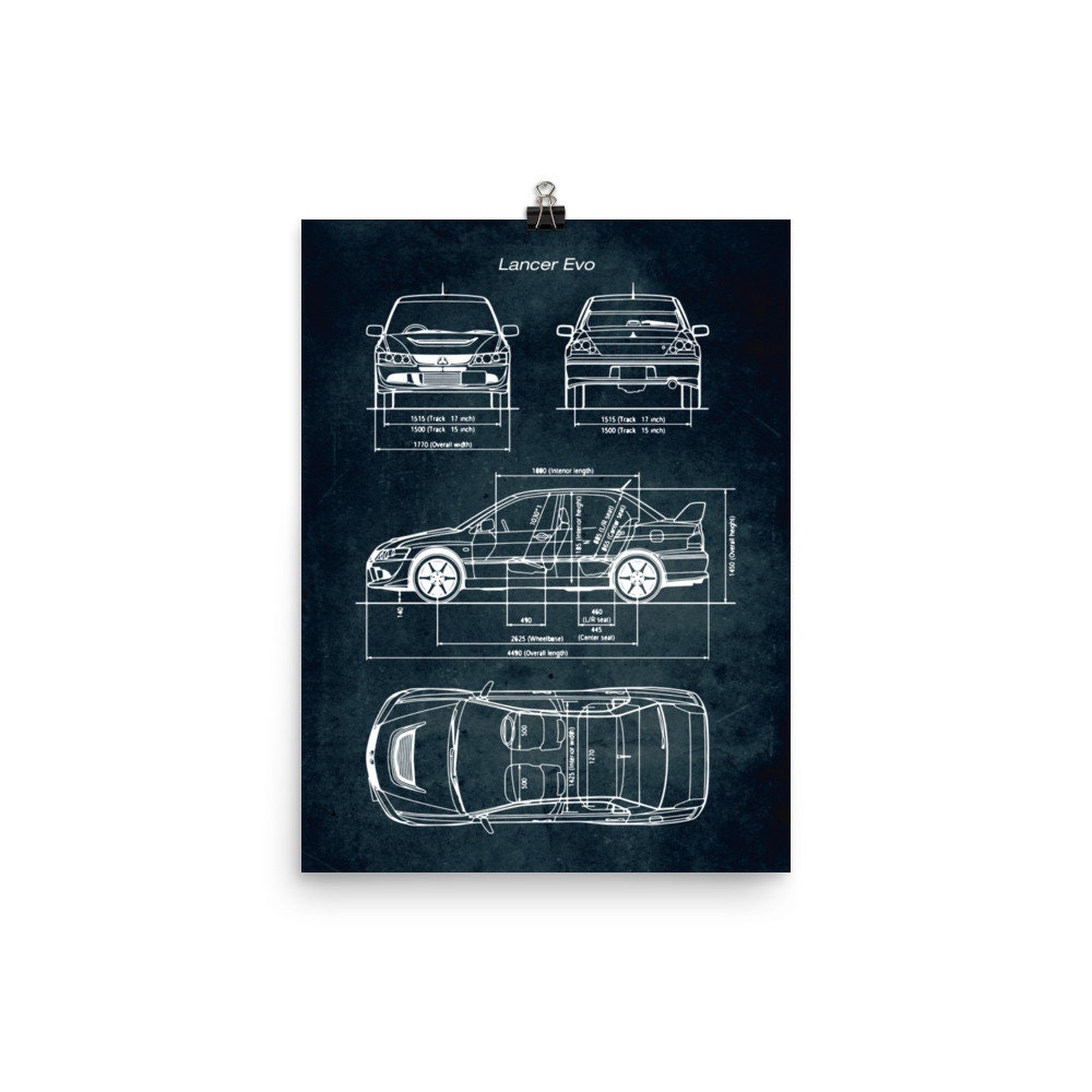 Lancer Evo / Car Blueprint Poster / Vintage Style Home Decor - Etsy Ireland