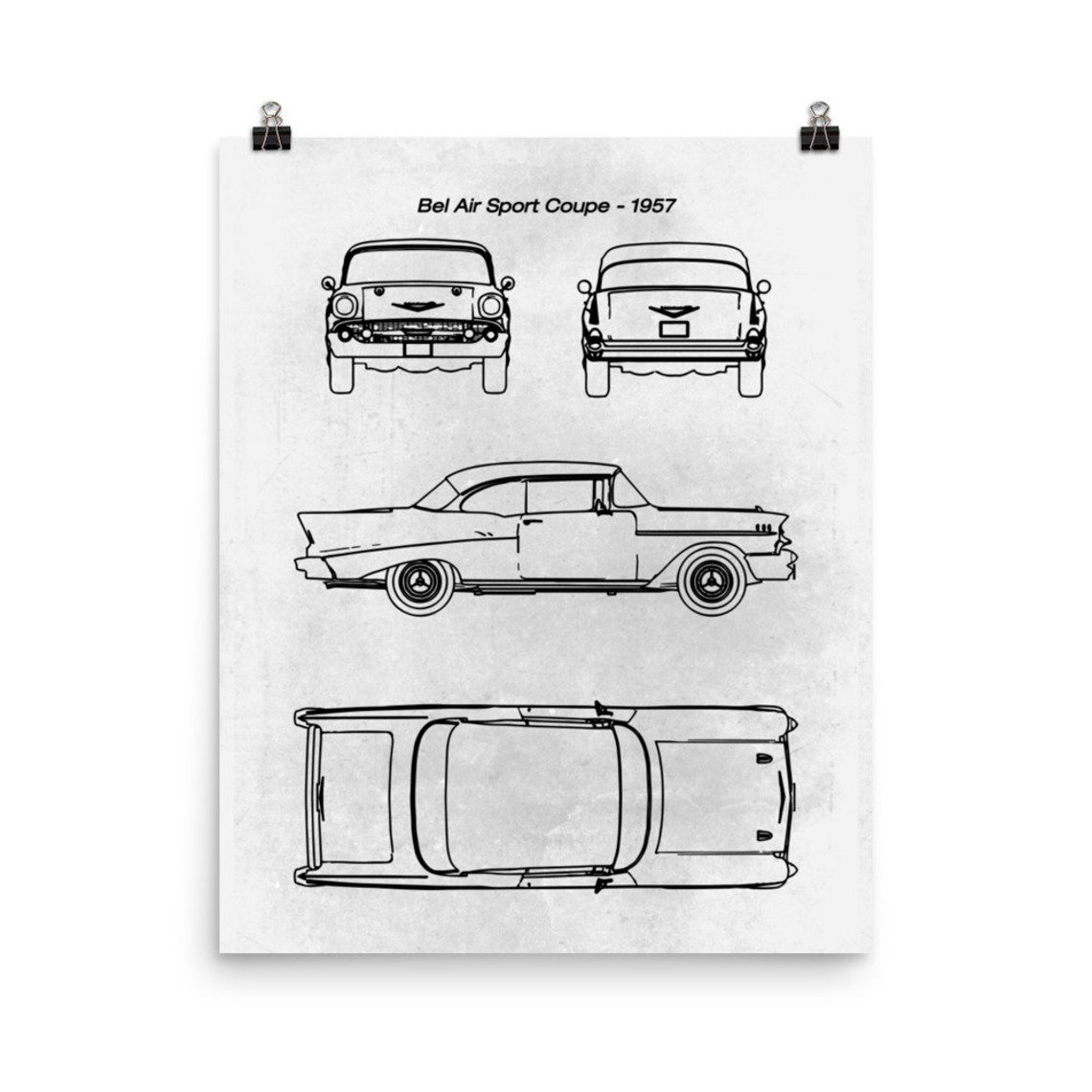 Bel Air Sport Coupé 1957 / Car Blueprint Poster / vintage - Etsy France