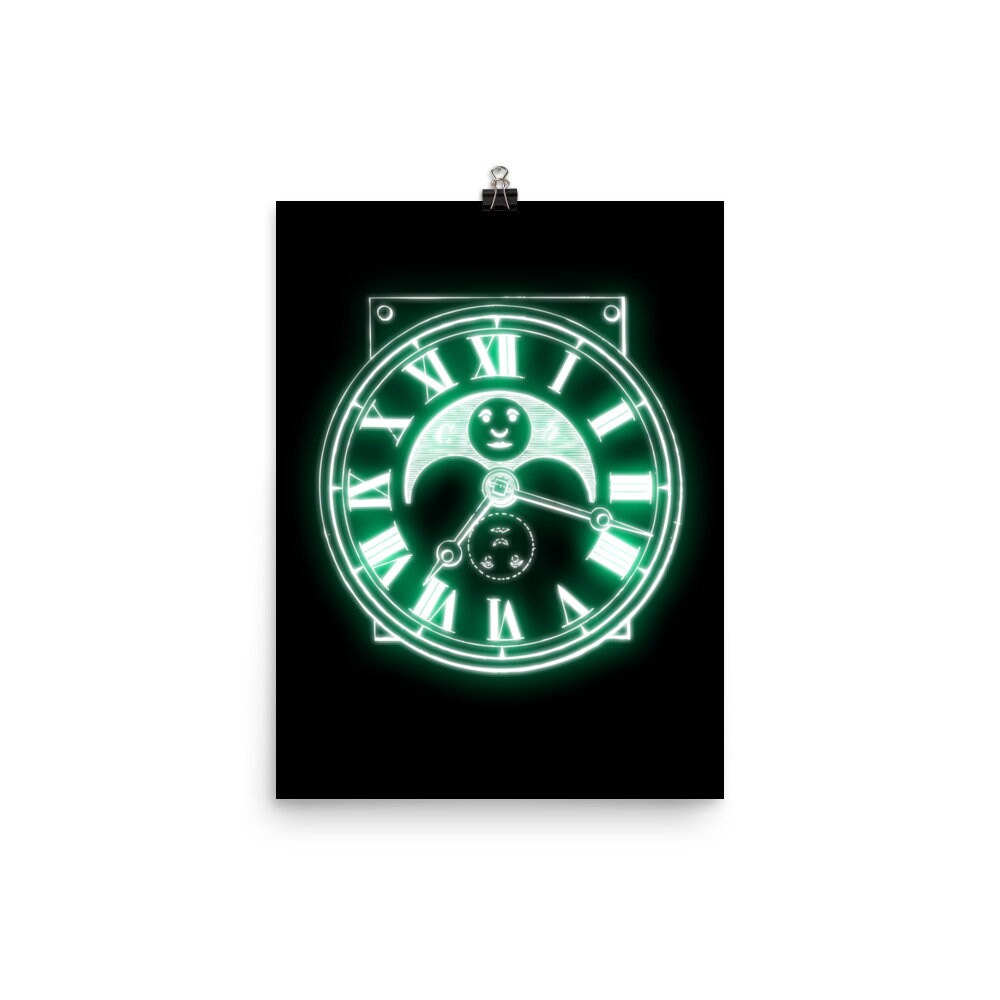 Retro Clock / Neon Effect Poster / 80s Vintage Style Home | Etsy