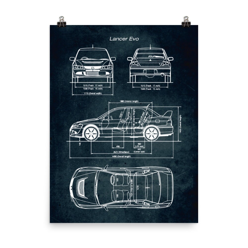Lancer Evo / Car Blueprint Poster / Vintage Style Home Decor - Etsy Ireland