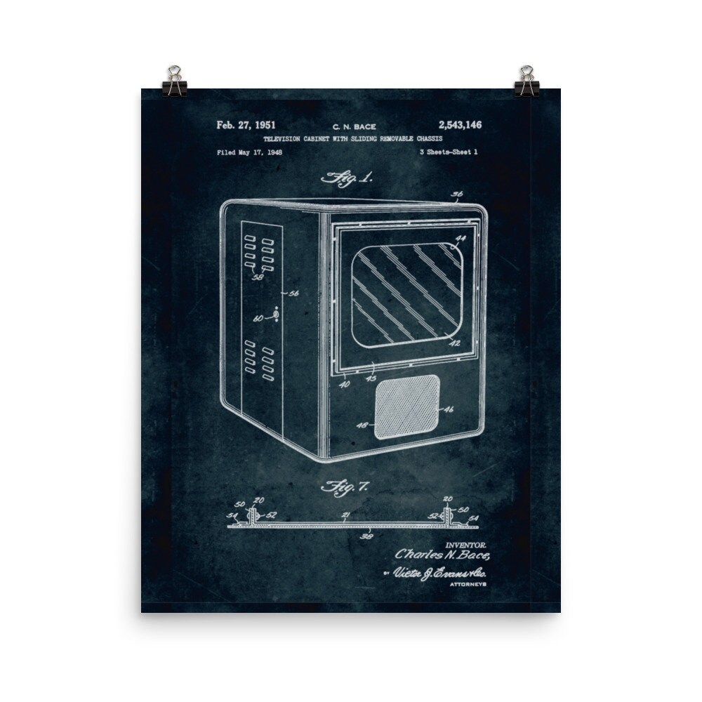 1948 television Cabinet / Patent Poster Blueprint / Vintage - Etsy