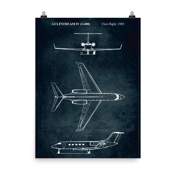 Gulfstream Blueprint Poster - Etsy