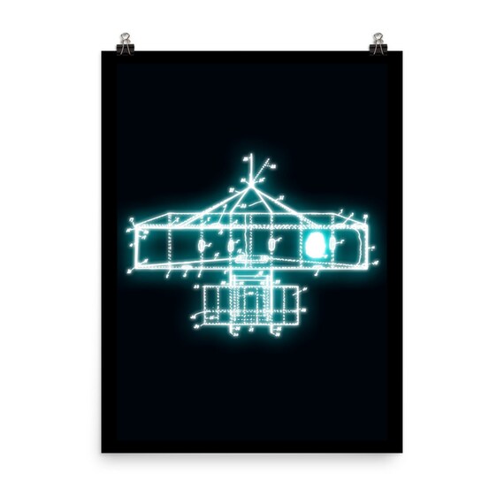 Airplane / Neon Effect Poster / 80s Vintage Style Home Decor | Etsy