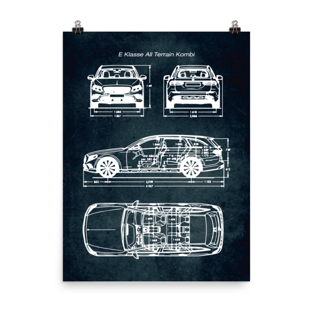 E Klasse All Terrain Kombi / Car Blueprint Poster / Vintage Style Home ...
