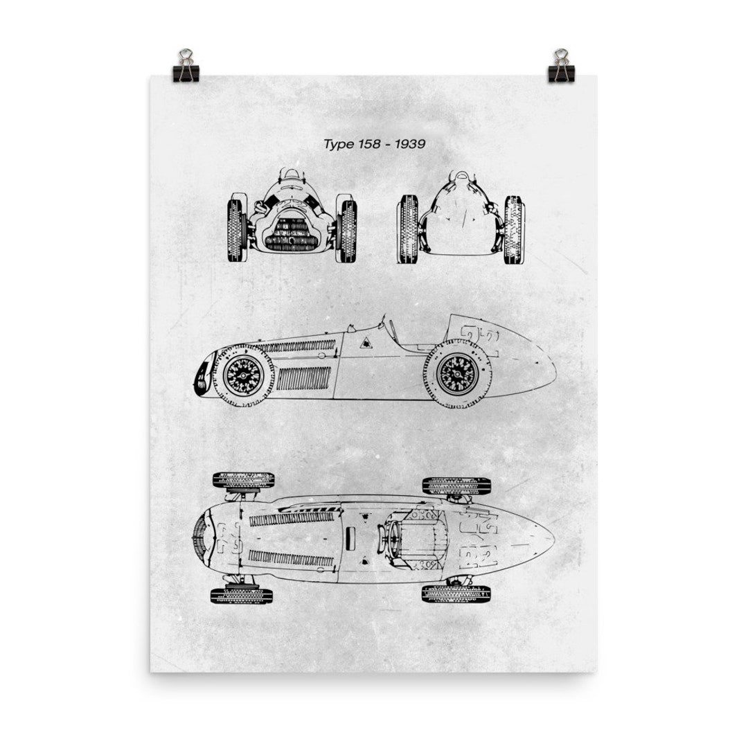 Type 158 1939 / Car Blueprint Poster / Vintage Style Home - Etsy