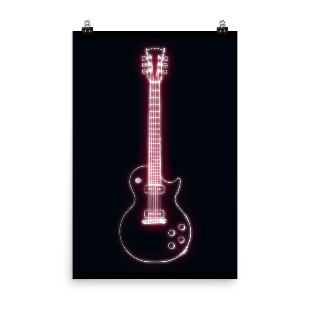 1953 Guitar / Neon Effect Poster / 80s Vintage Style Home - Etsy