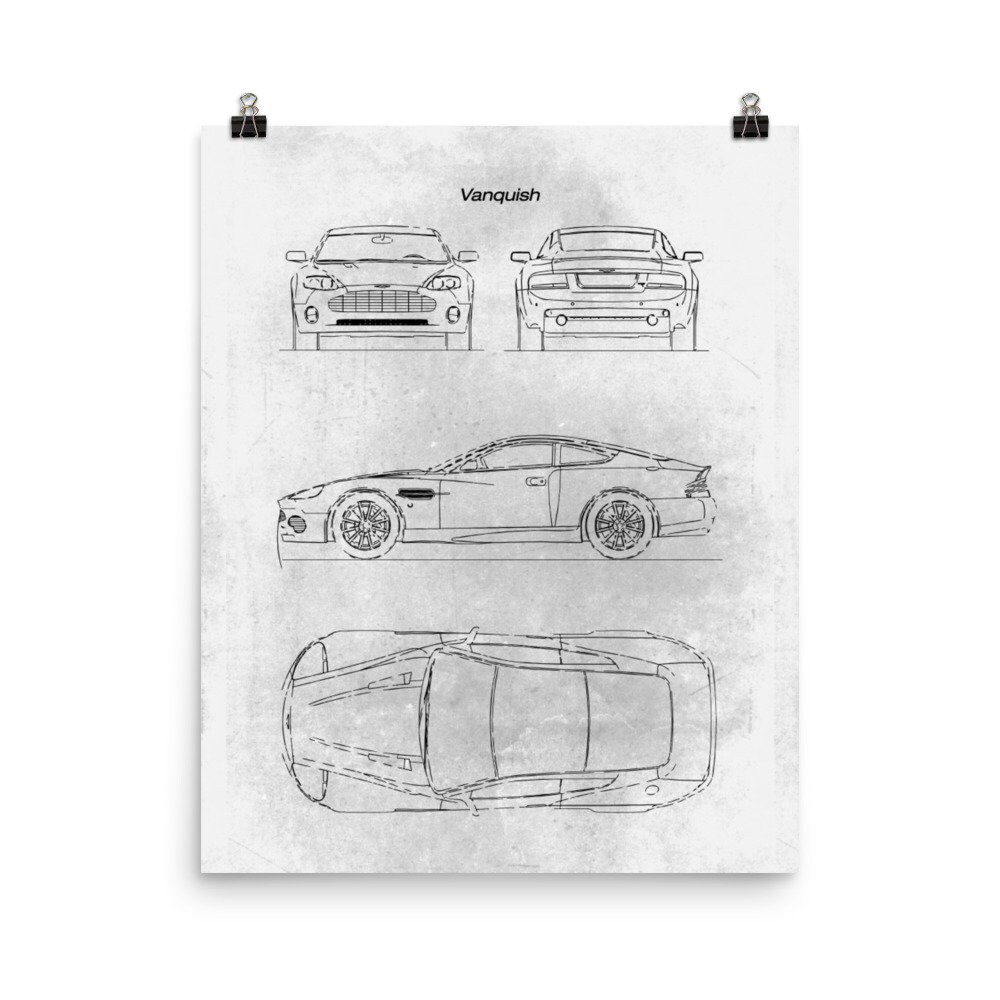 Vanquish / Car Blueprint Poster / Vintage Style Home Decor | Etsy