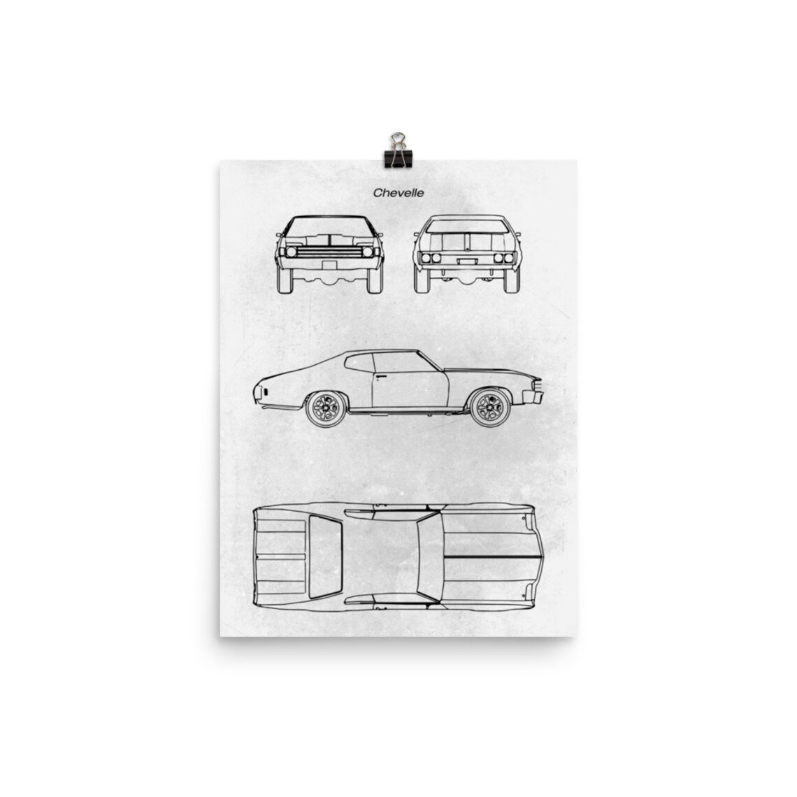 Chevelle / Car Blueprint Poster / Vintage Style Home Decor - Etsy