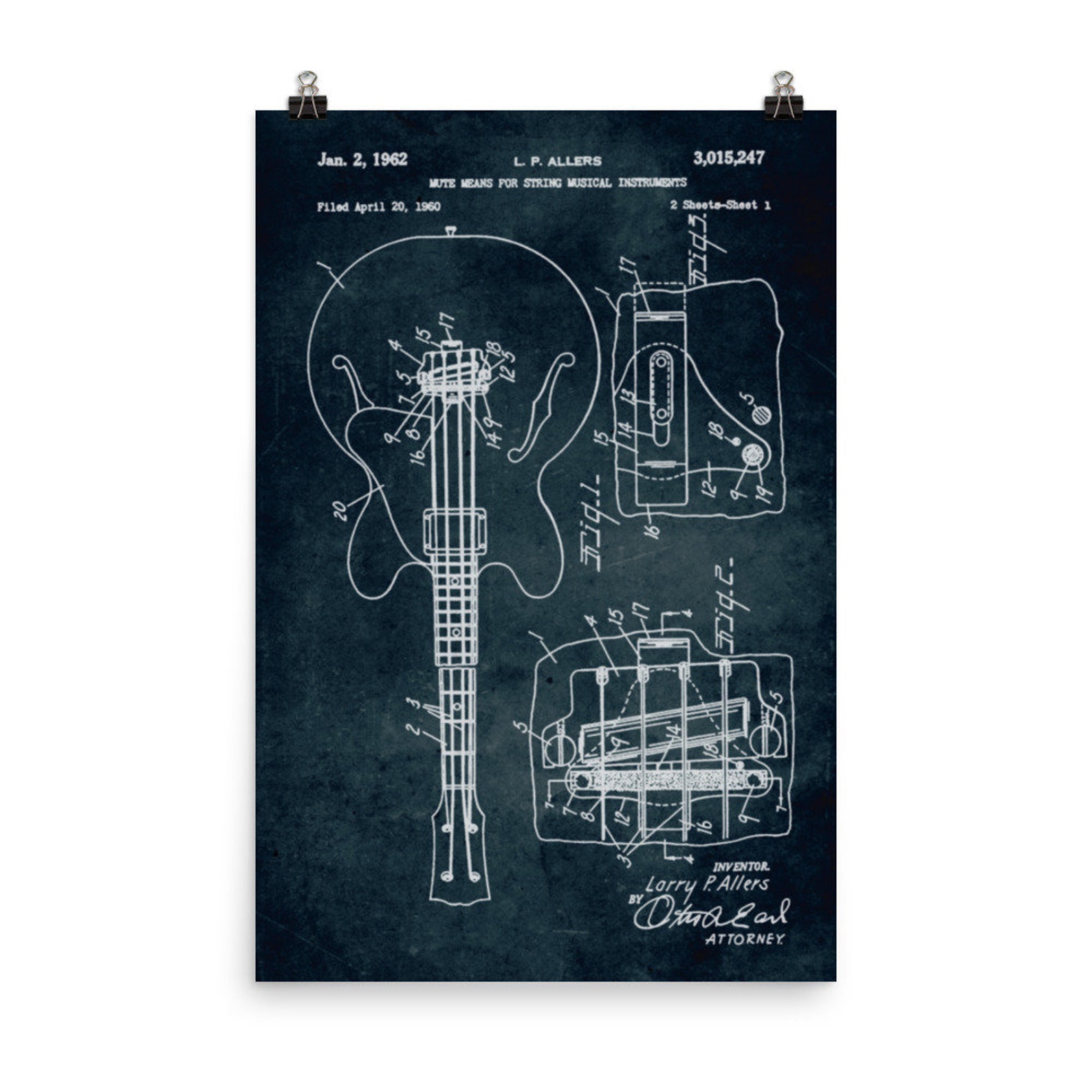 String Musical Instruments / Music Patent Poster / Blueprint - Etsy