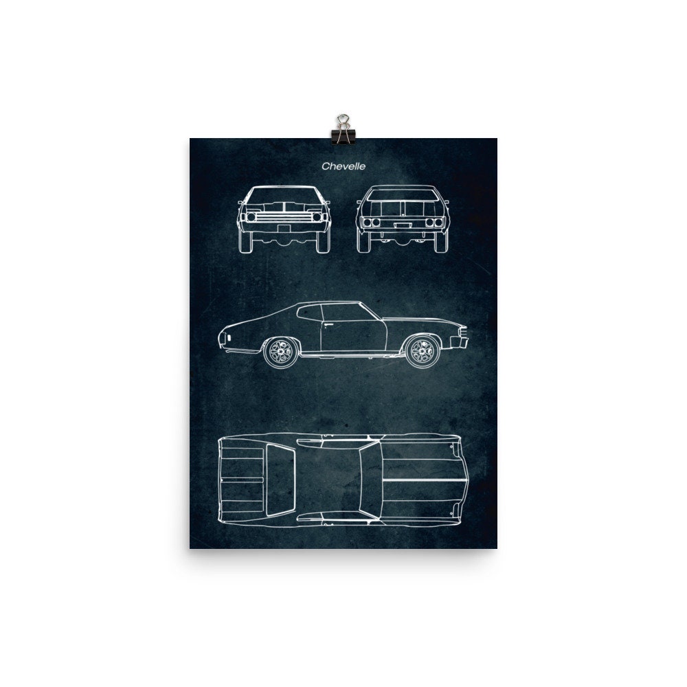 Chevelle / Car Blueprint Poster / Vintage Style Home Decor - Etsy