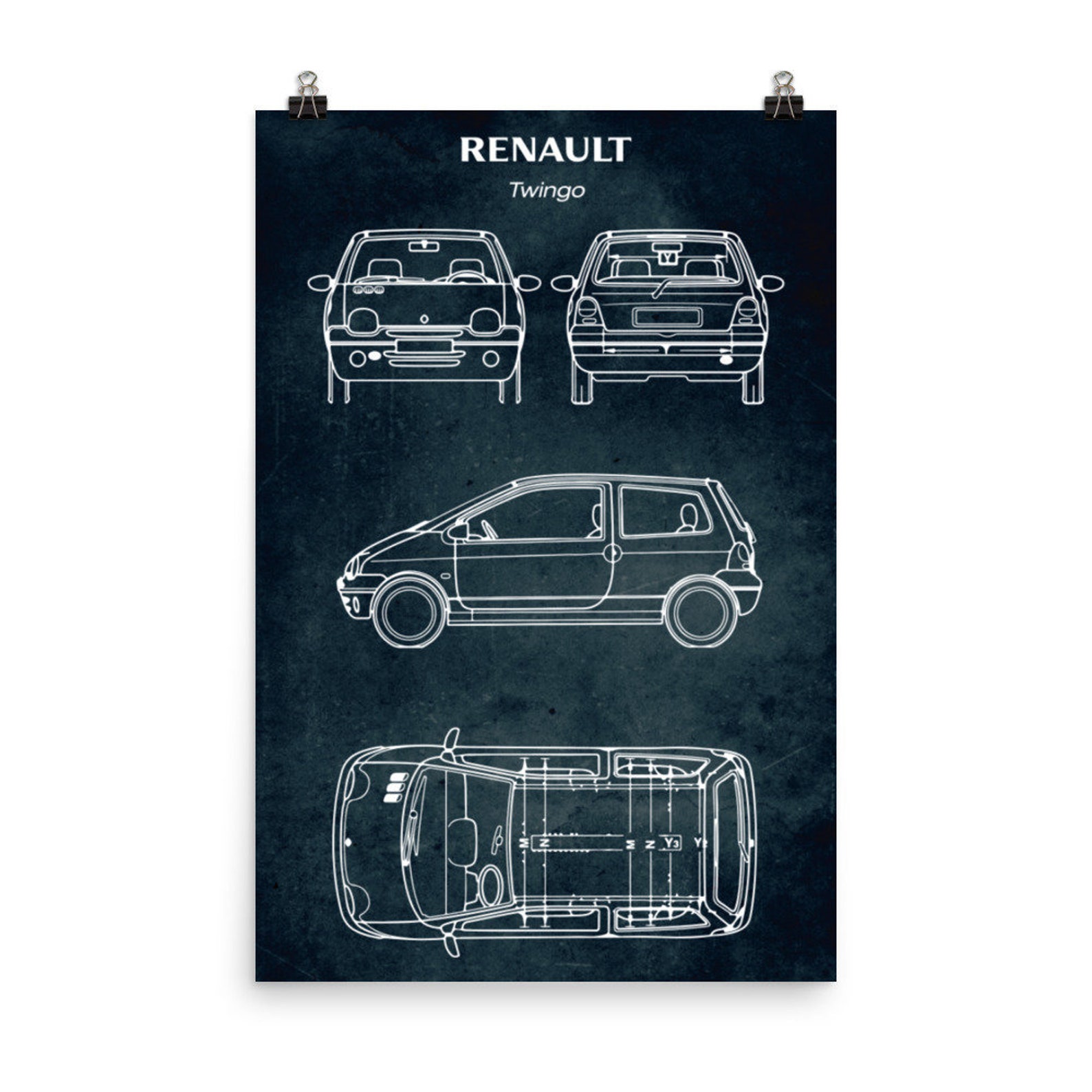 Twingo / Car Blueprint Poster / Vintage Style Home Decor | Etsy