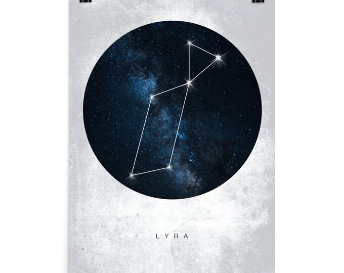 Lyra Constellation, Astronomy Poster, Outer Space Wall Art, Nerdy Baby ...