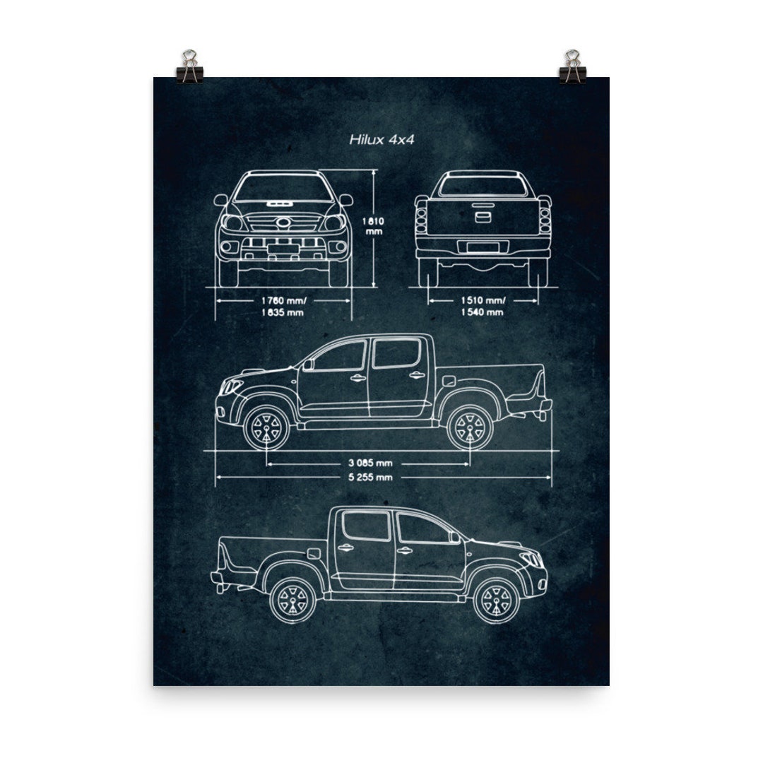 Hilux 4x4 / Car Blueprint Poster / Vintage Style Home Decor - Etsy