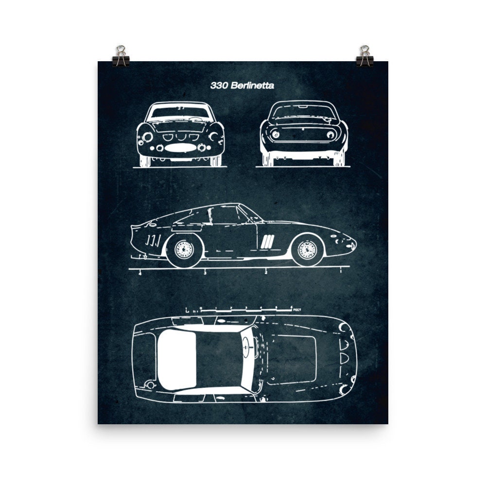 330 Berlinetta / Car Blueprint Poster / Vintage Style Home - Etsy