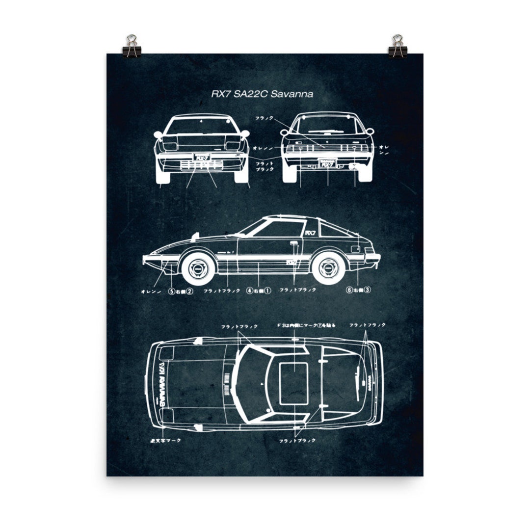 RX7 SA22C Savanna / Car Blueprint Poster / Vintage Style Home - Etsy ...
