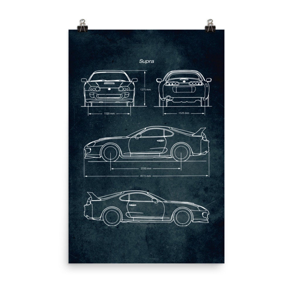 Supra / Car Blueprint Poster / Vintage Style Home Decor | Etsy