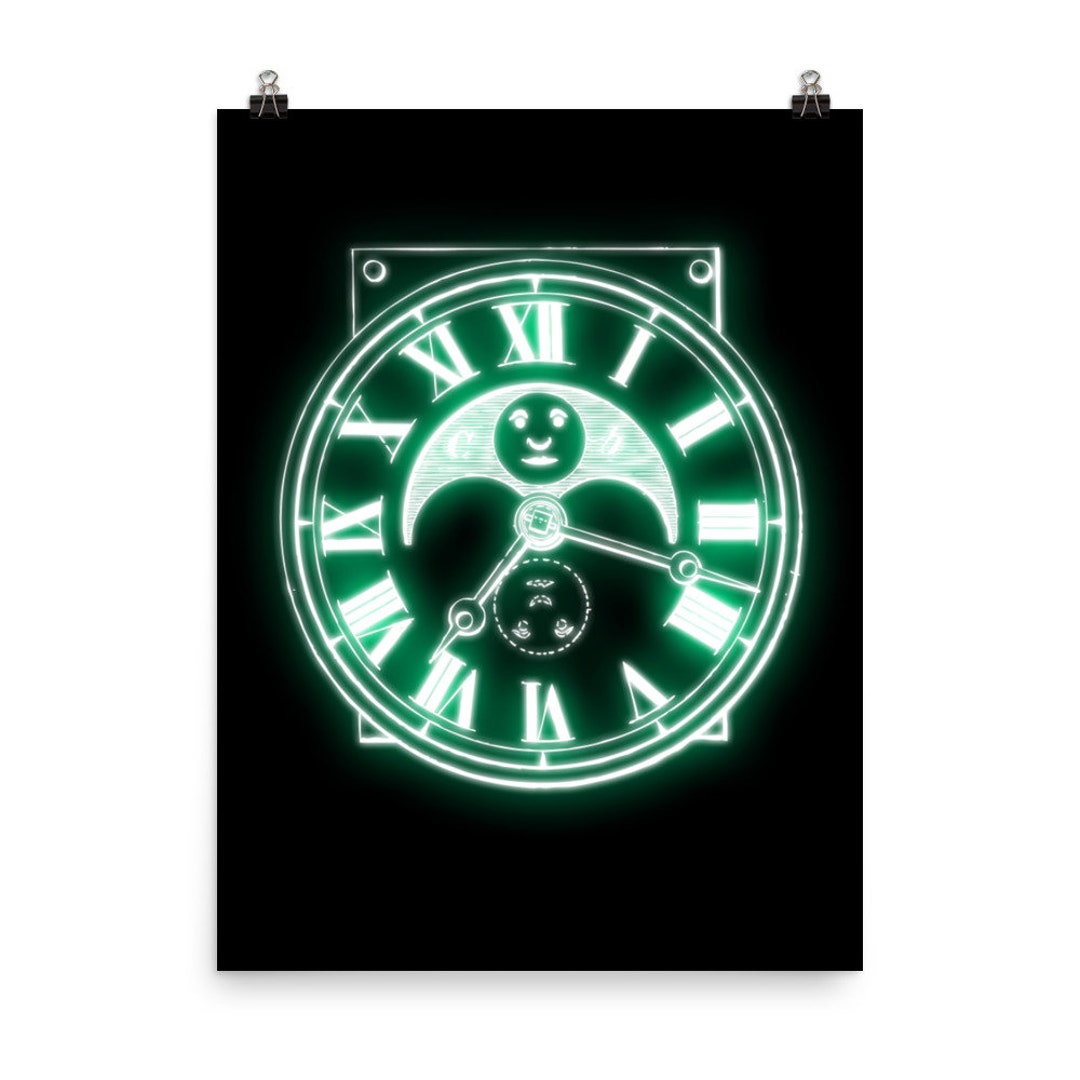 Retro Clock / Neon Effect Poster / 80s Vintage Style Home - Etsy