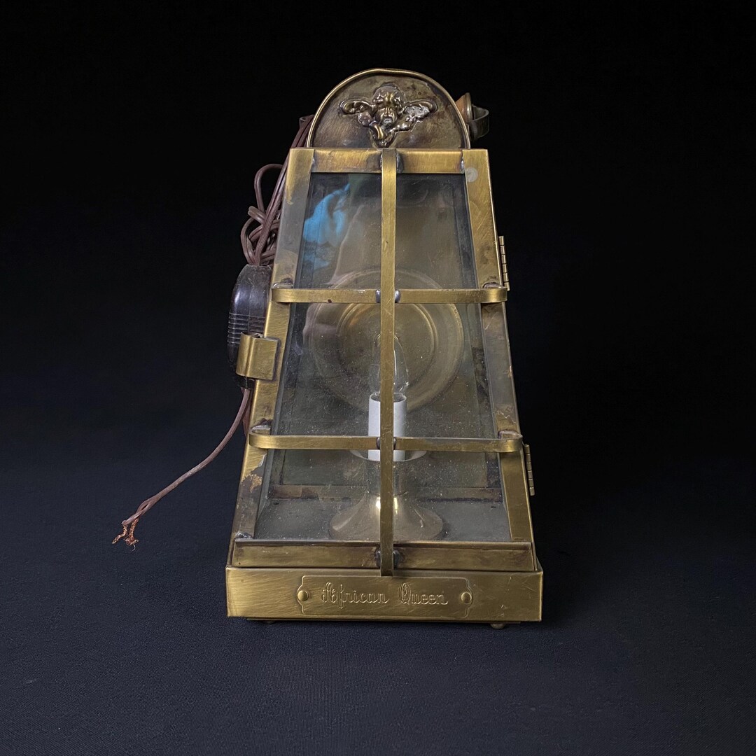 Antique Salvage Brass African Queen Plugin Electric Hand Lantern With ...