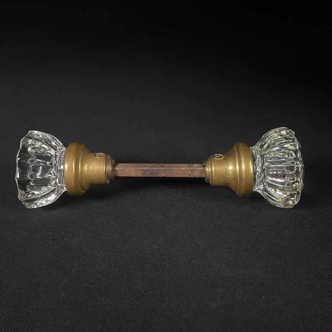 Pair of Antique Architectural Salvage Scalloped Crystal Glass Door ...