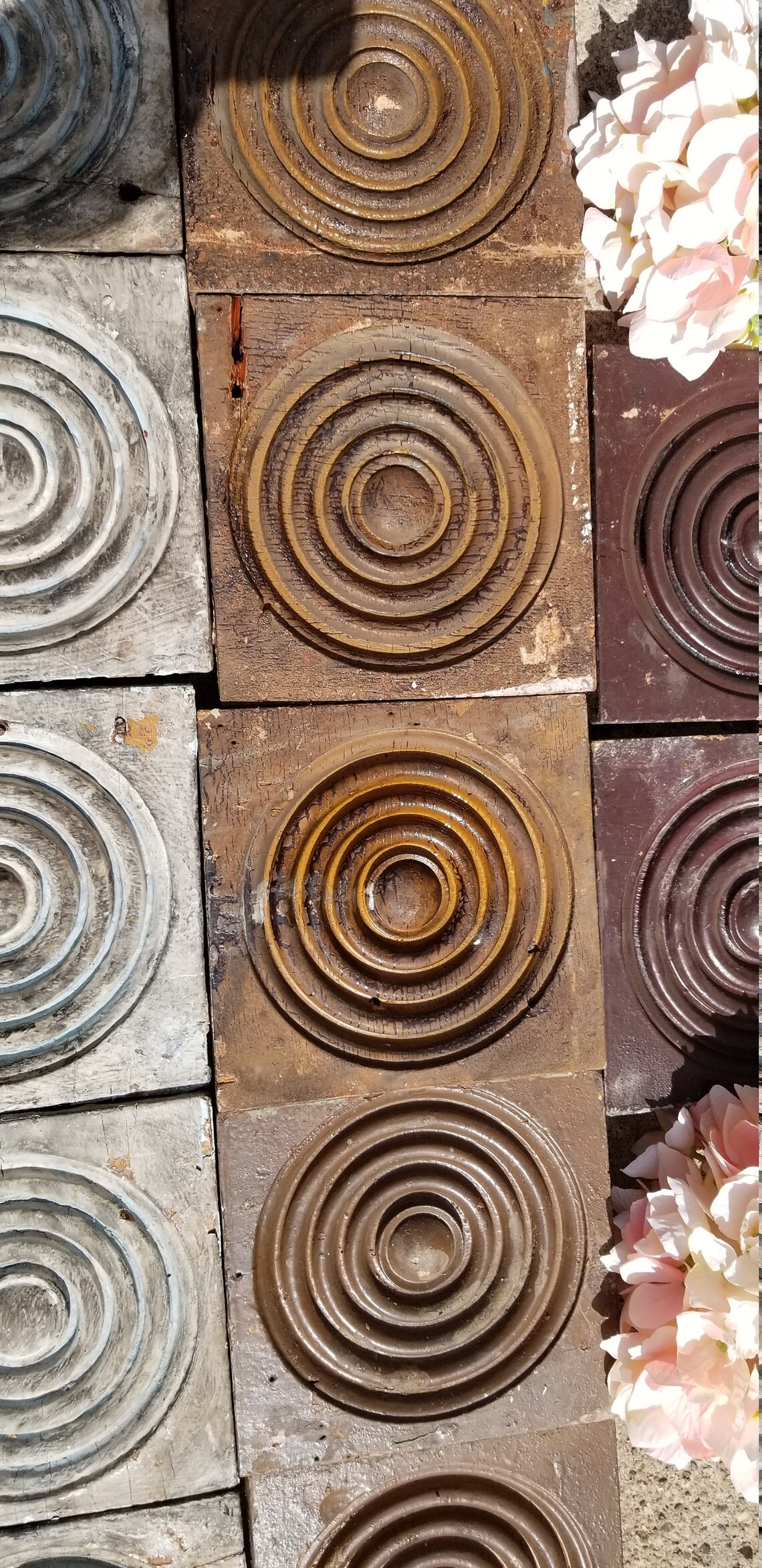 Large Rustic Style Painted bullseye Antique Plinth Blocks from | Etsy