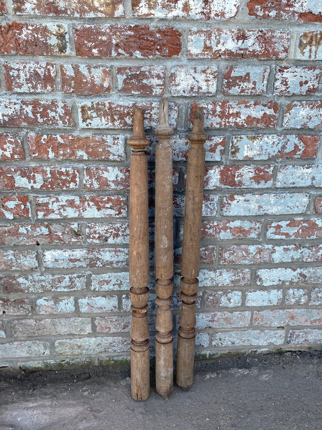 Set of 3 Antique Vintage Wooden Spindles - Etsy