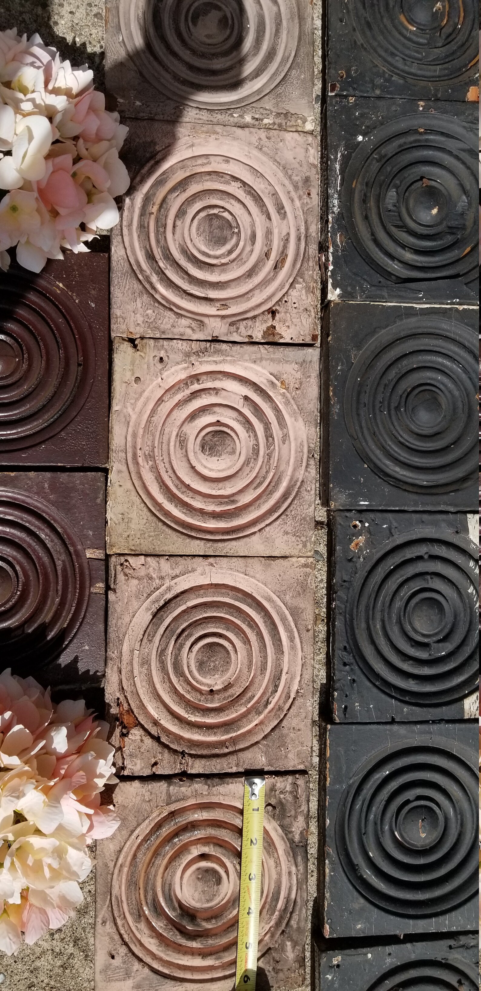 Large Rustic Style Painted Bullseye Antique Plinth Blocks From the ...