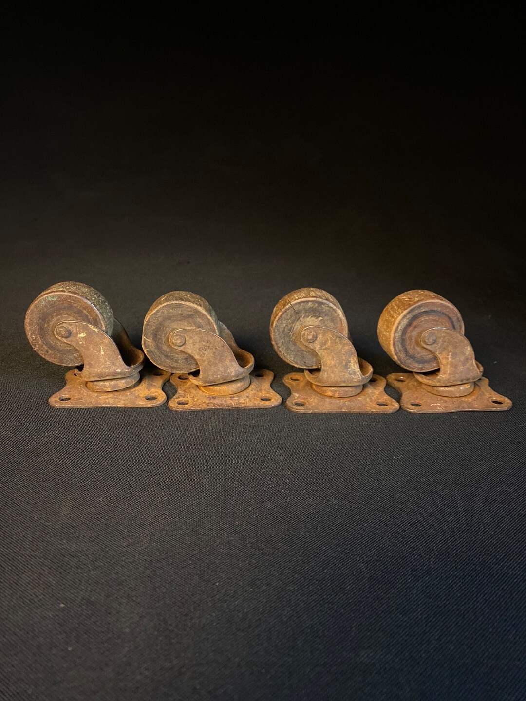 Antique Salvage Wood Wheel Casters With Iron Mounts, and Ball Bearing ...
