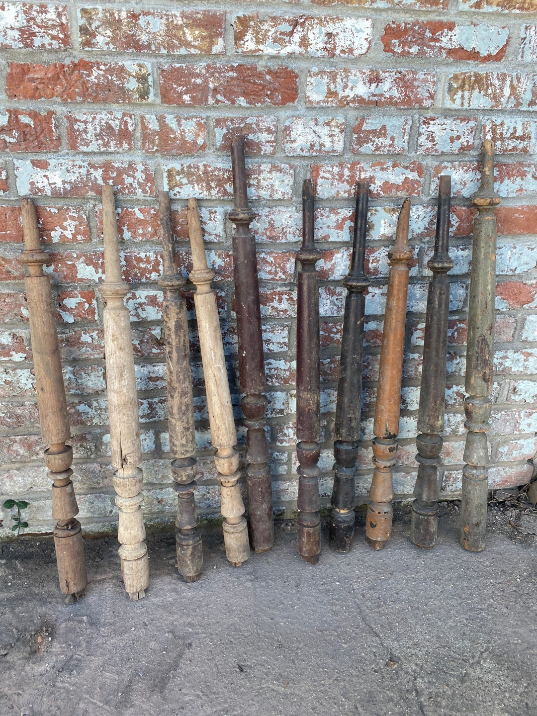 Set of 10 Antique Vintage Wooden Spindles - Etsy