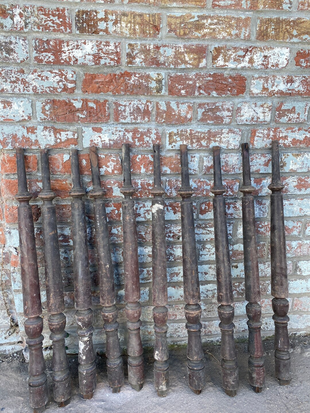 Set of 10 Antique Vintage Wooden Spindles - Etsy