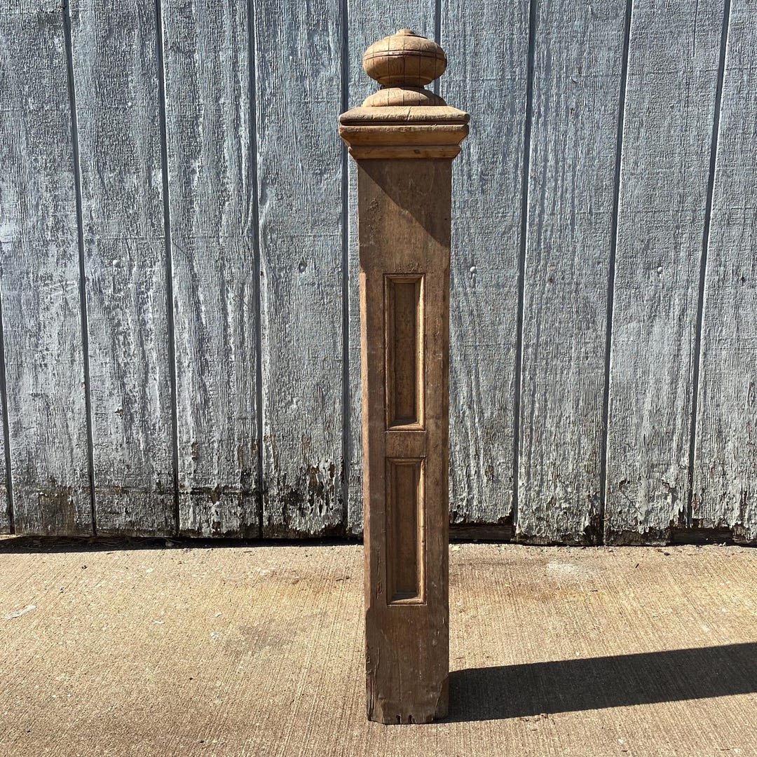 Antique Architectural Salvage Art Deco Oak Wood Newel Post With Newel ...