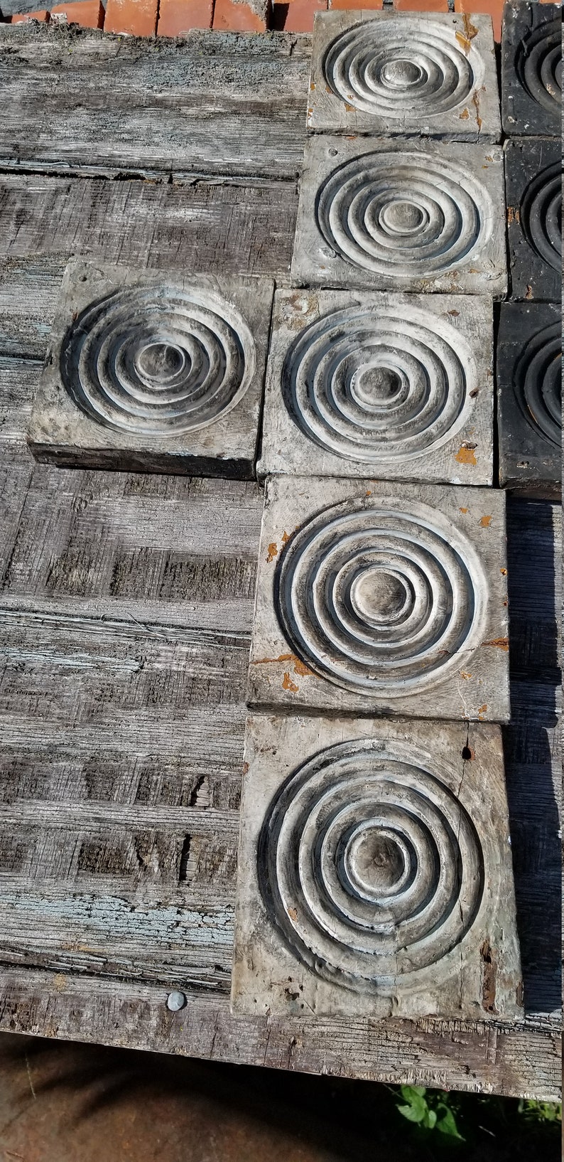Large Rustic Style Painted Bullseye Antique Plinth Blocks From the ...