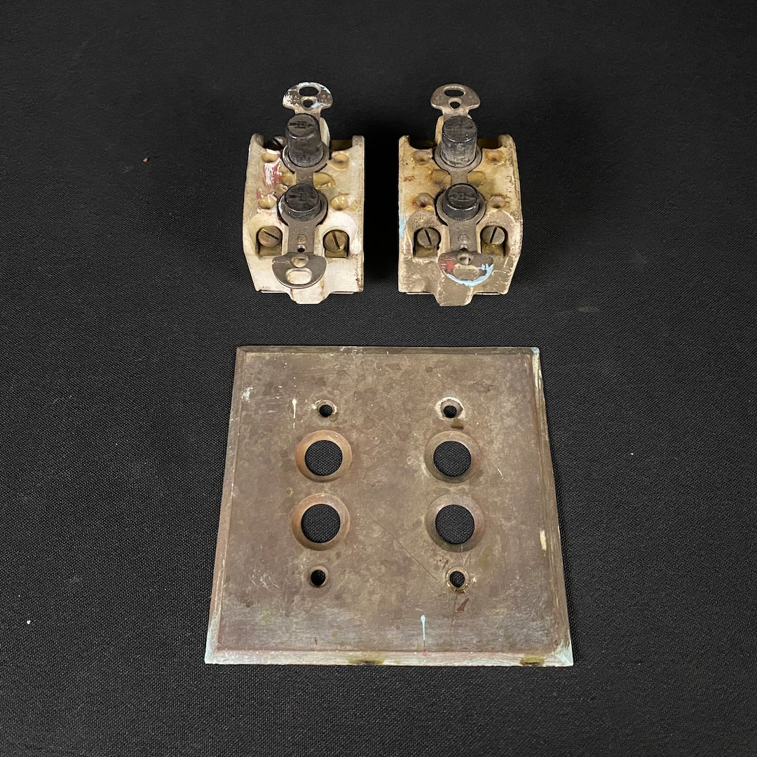 Antique Architectural Salvage Pair of Porcelain Body Arrow Push Button ...