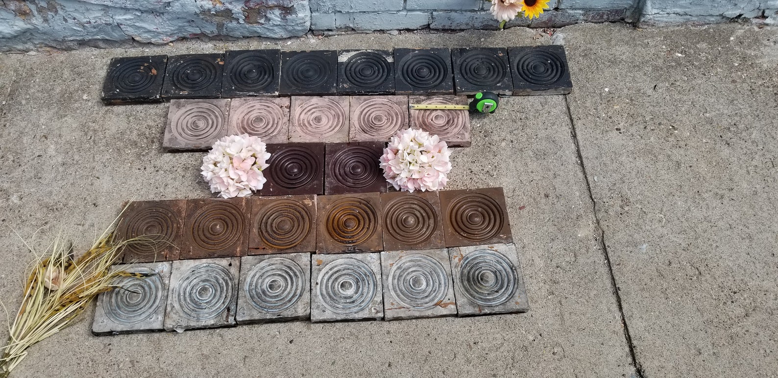 Large Rustic Style Painted Bullseye Antique Plinth Blocks From the ...