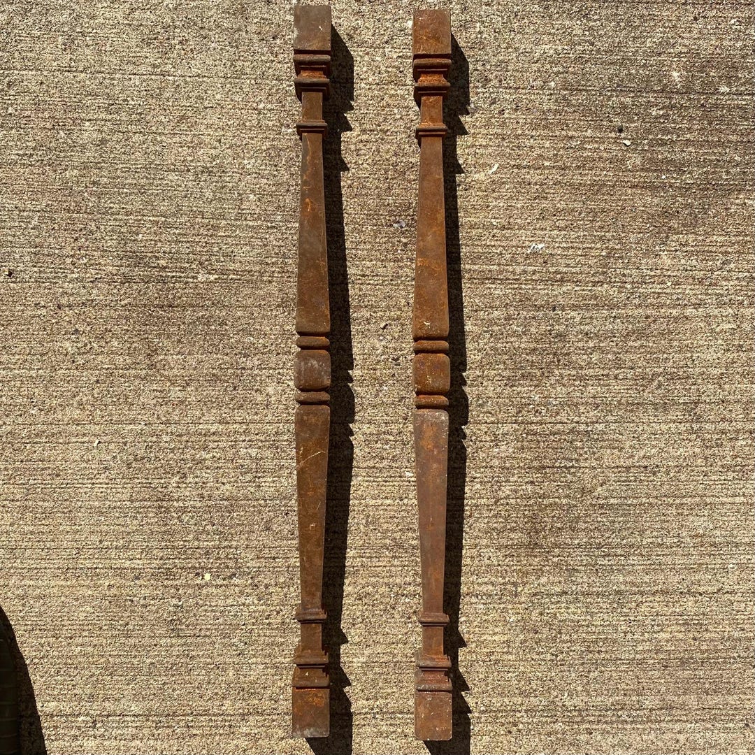 Antique Architectural Salvage Cast Iron Rail Posts, With One Broken ...