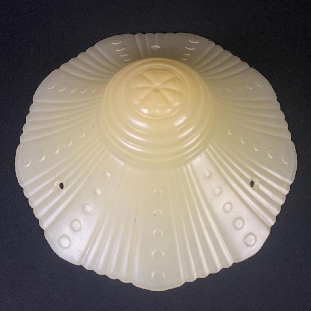 Vintage 9 Sided Art Deco Pendulum Ceiling Light Shade, Shell/floral ...