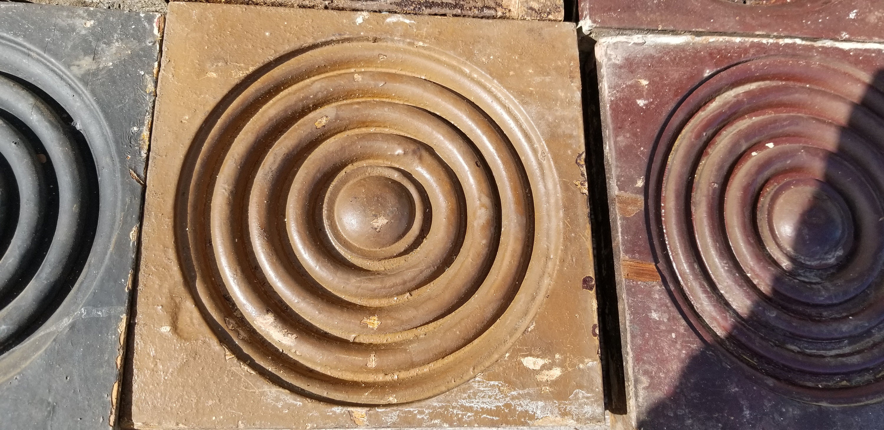 Large Rustic Style Painted Bullseye Antique Plinth Blocks From the ...