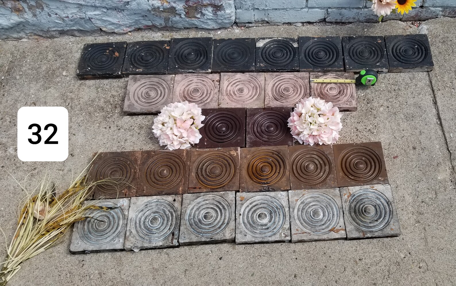 Large Rustic Style Painted Bullseye Antique Plinth Blocks From the ...
