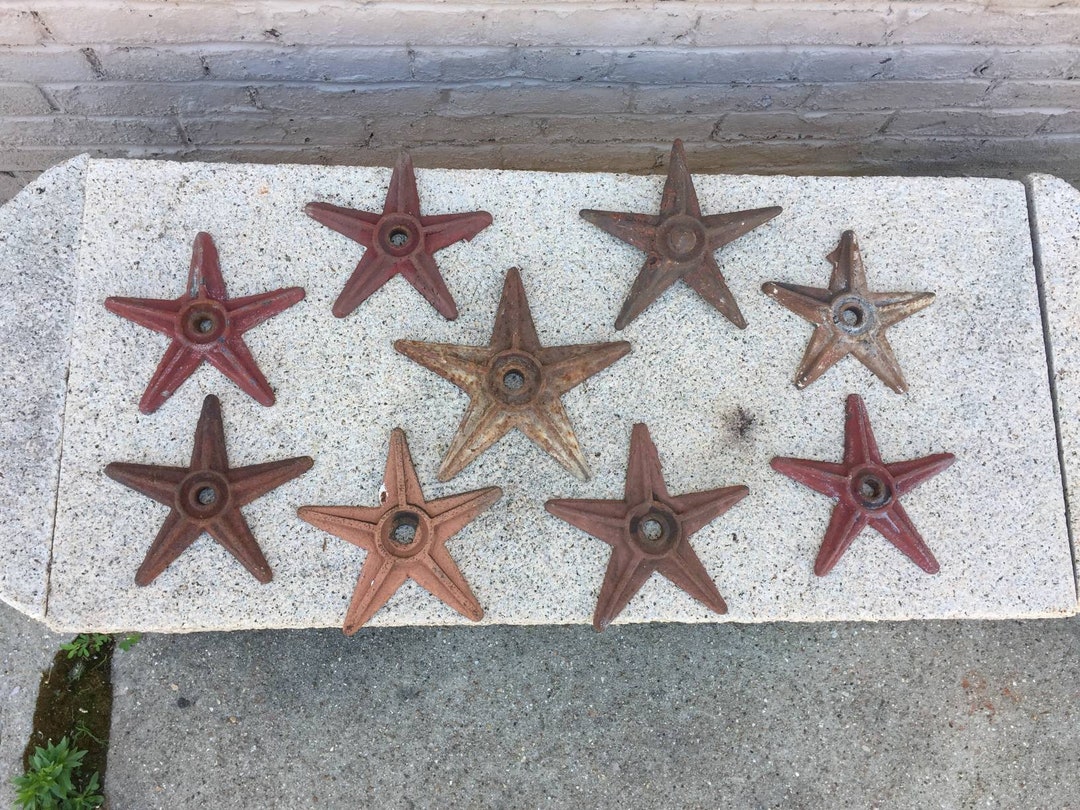 Antique Set of 9 Vintage Red Cast Iron Decorative Stars From the ...