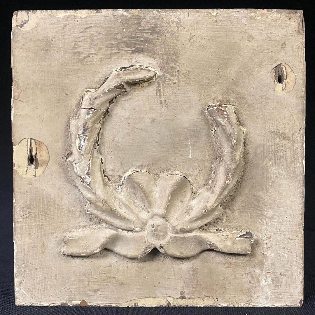 Antique Architectural Salvage Hand Made Oak Wood Plinth Block With Arts ...