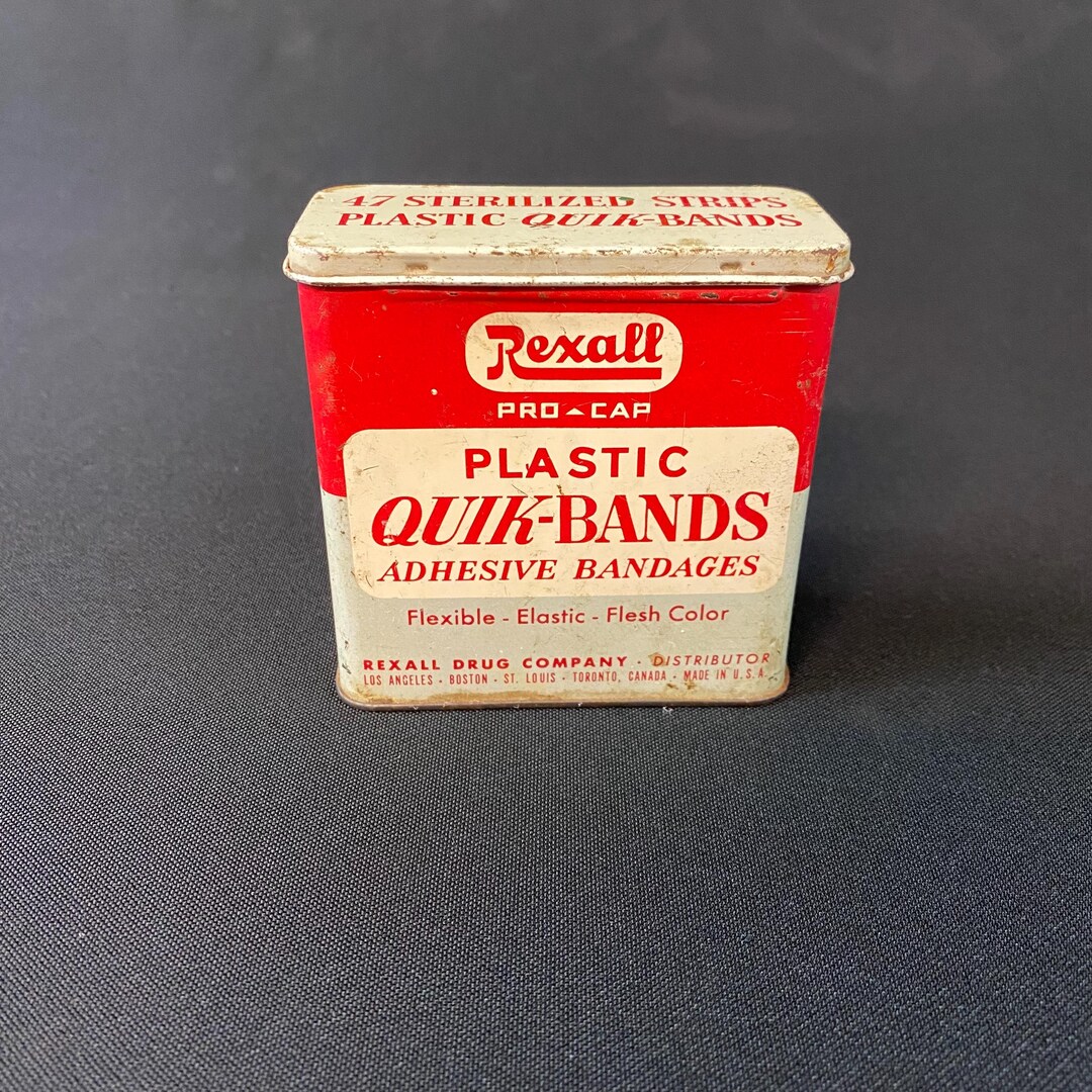 Vintage 1940s Rexall Pro Cap Plastic Quik-bands Adhesive Bandages Free ...