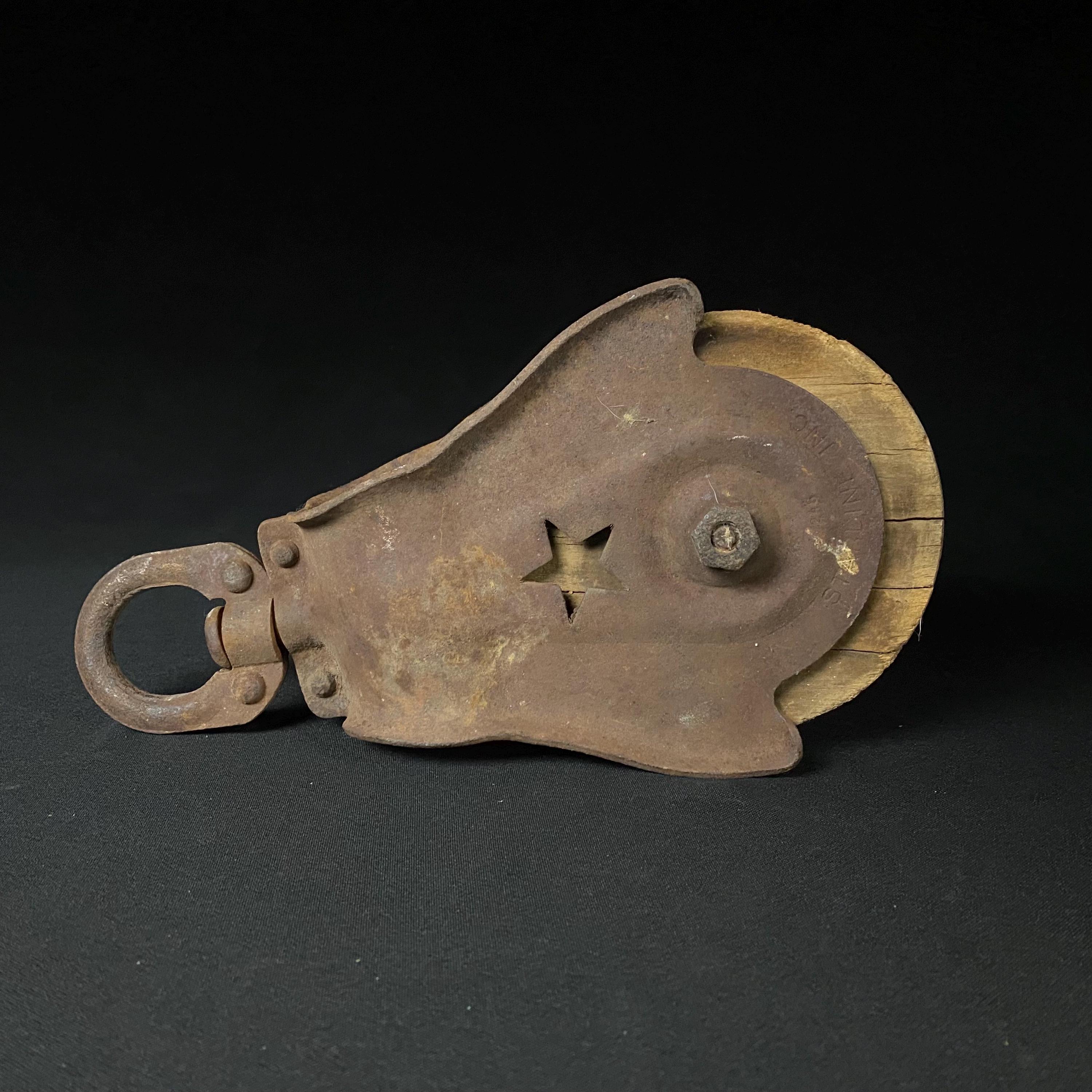Antique Architectural Salvage Starline Inc Barn Pulley With Wooden ...