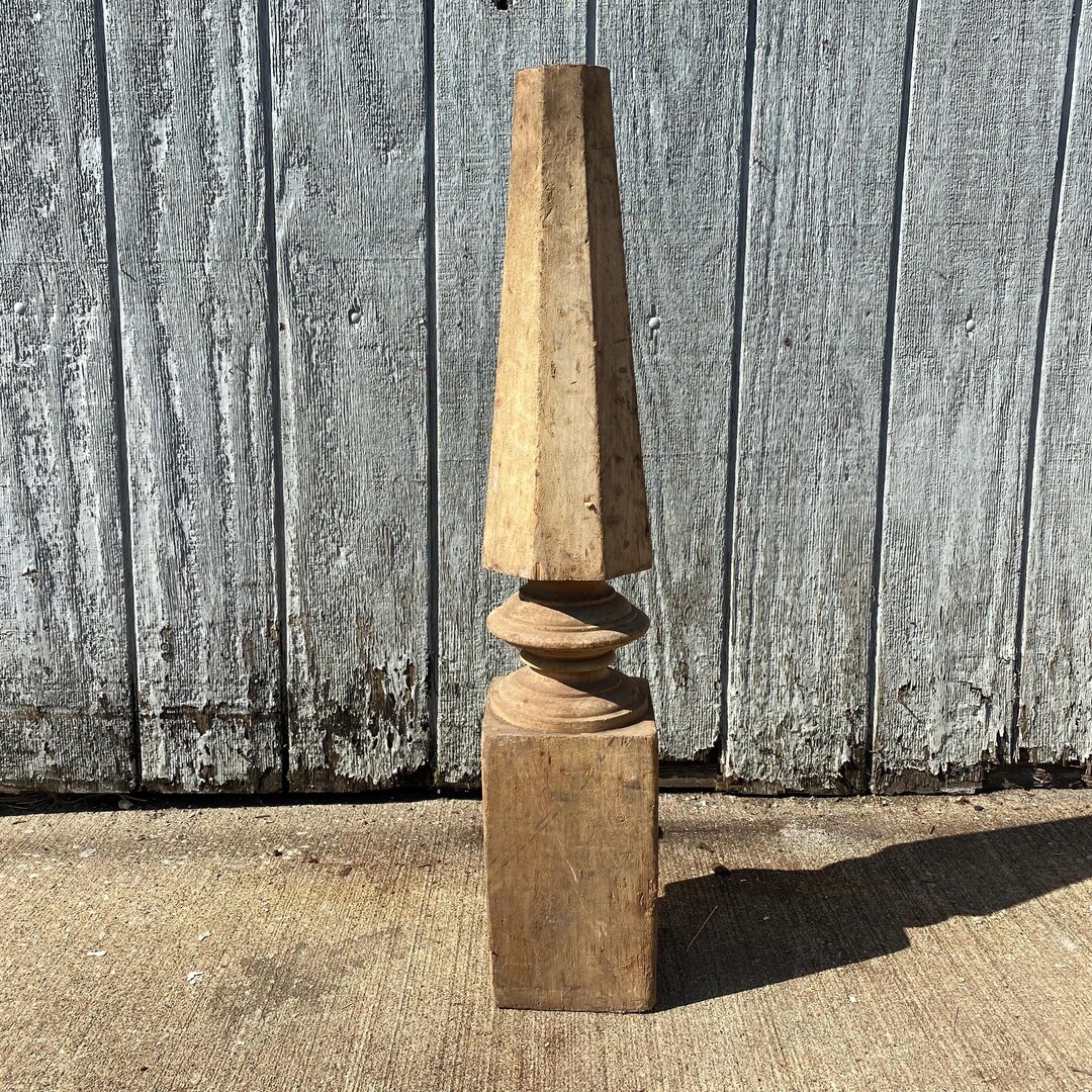 Antique Architectural Salvage Octagonal Oak Wood Tapered Newel Post ...