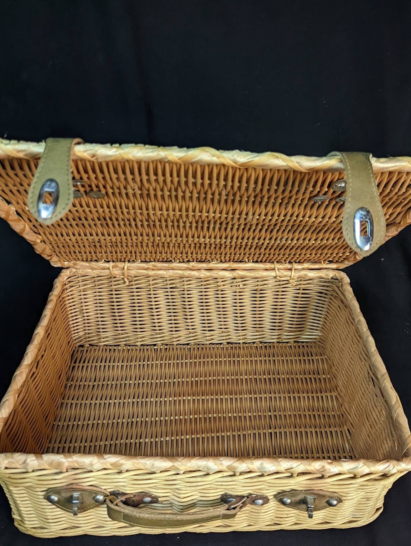 Vintage Wicker Suitcase, With Twist Latches - Etsy