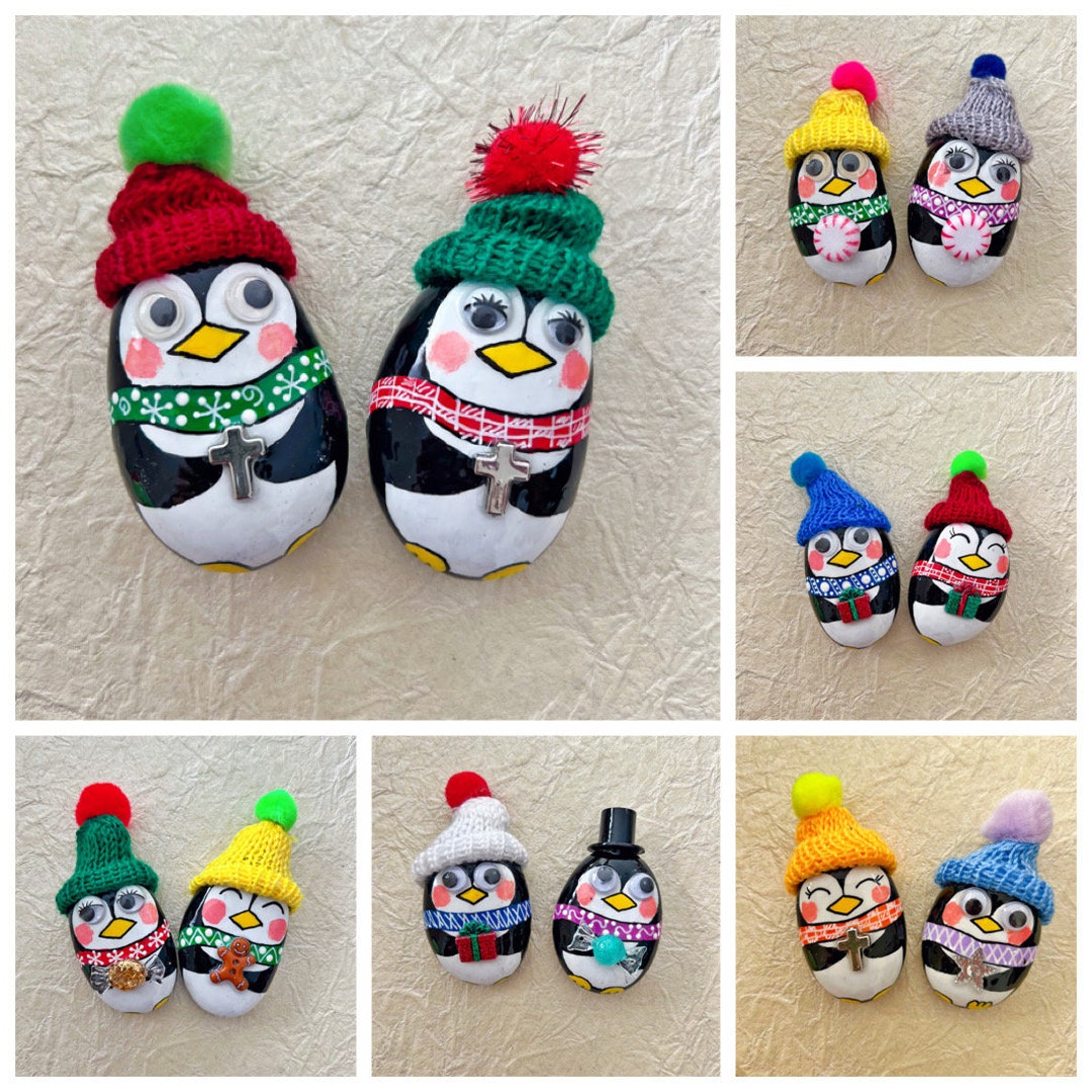 Assorted Sets of Christmas Penguin Painted Rocks, Christmas Gift ...