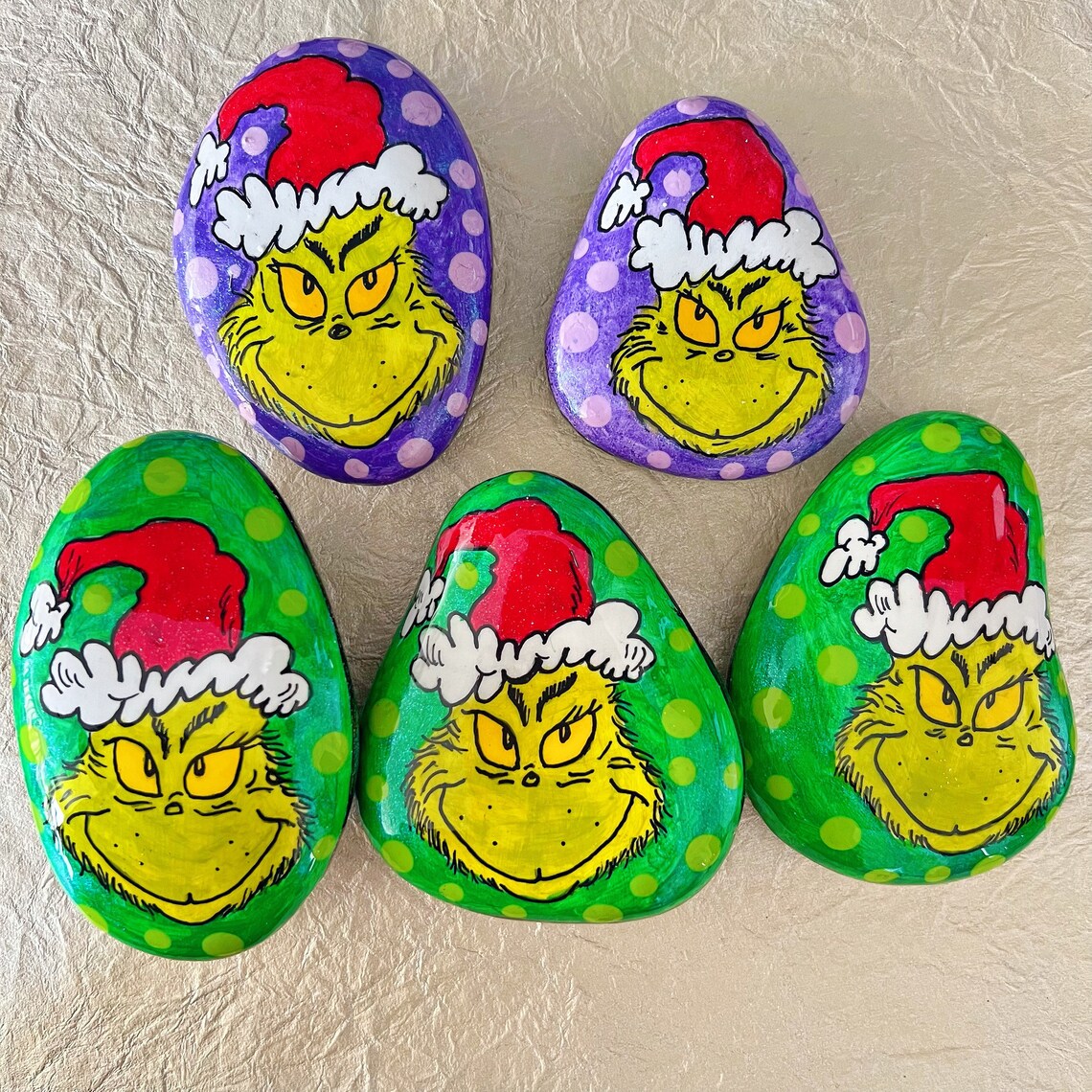 Grinch Christmas Painted Rocks Stone Art Christmas Gifts - Etsy